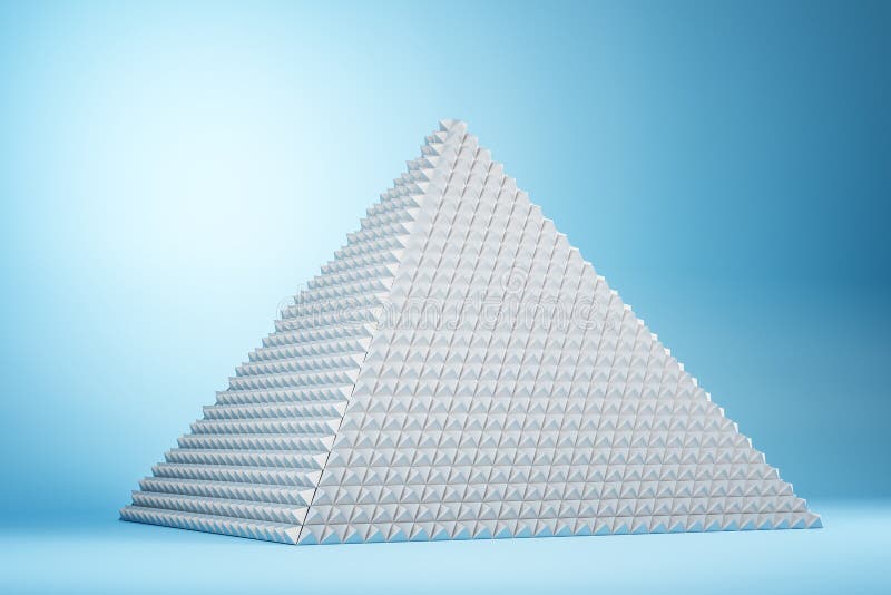 Creative White Pyramid on Blue Background Stock Illustration ...