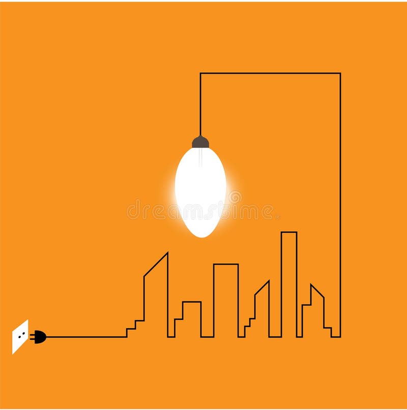 Creative Wire of Light Bulb with Buildings and Landmarks, Idea Stock ...