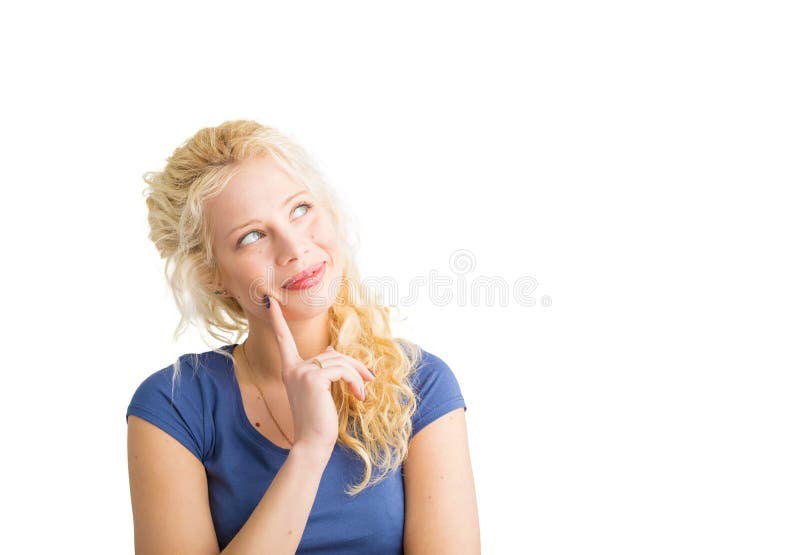 Creative Woman Thinking and Smiling Stock Photo - Image of beauty ...