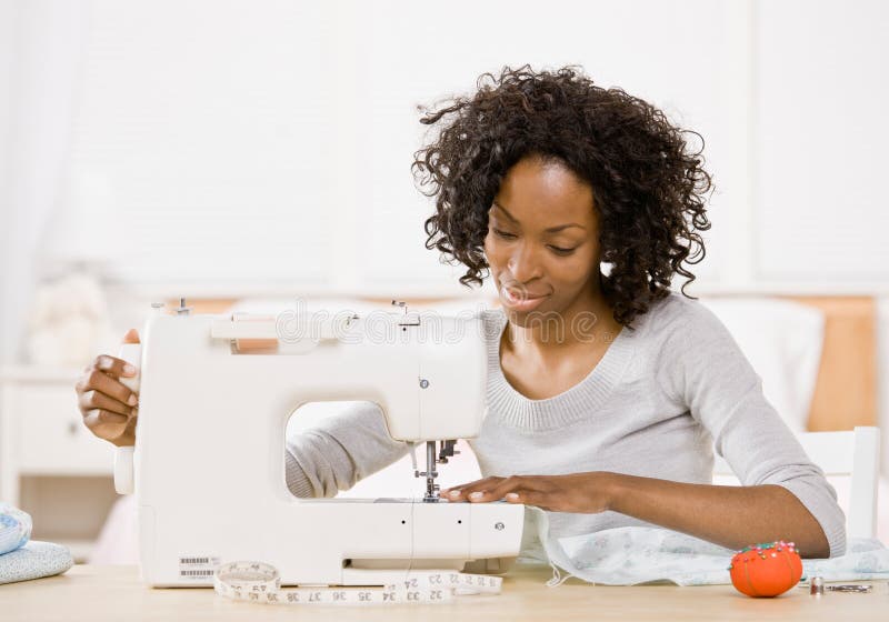 Creative Woman Using Sewing Machine Stock Image - Image of people ...