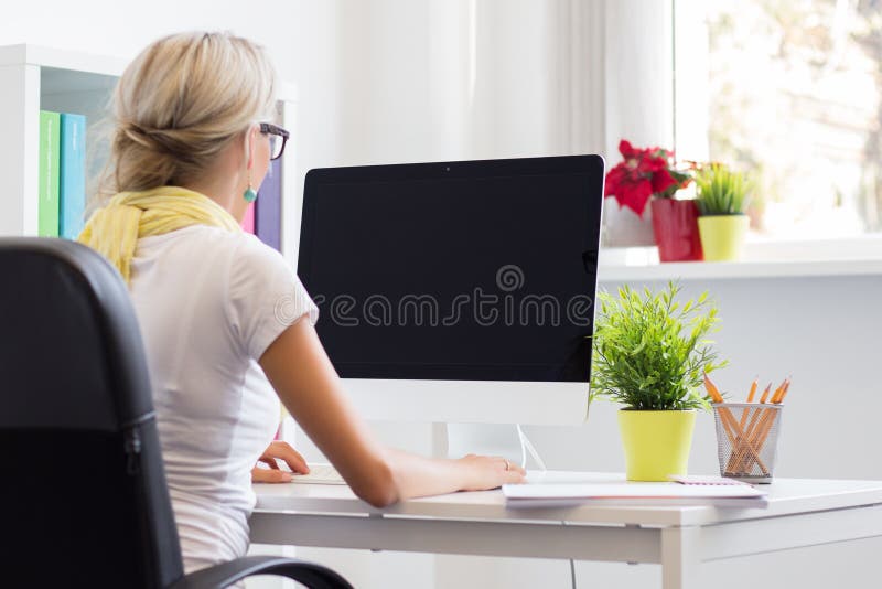 Creative Woman Working with Computer in the Office Stock Photo - Image ...