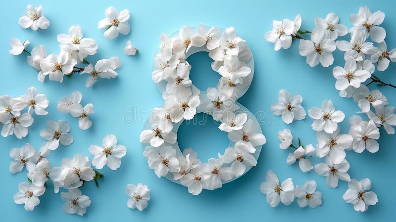 Creative Women S Day Design Featuring Cherry Blossoms and Number Eight ...