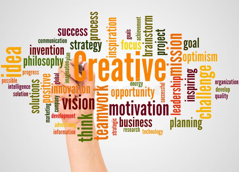 Creative Word Cloud and Hand with Marker Concept Stock Illustration ...