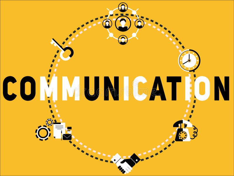 Creative Word Concept Communication and Icons Illustration Stock ...
