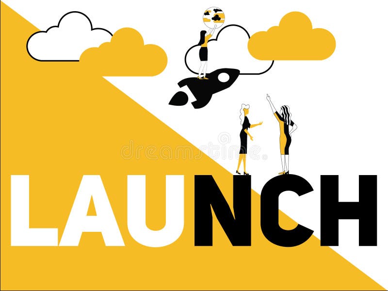 Creative Word Concept Launch and People Doing Things Stock Illustration ...