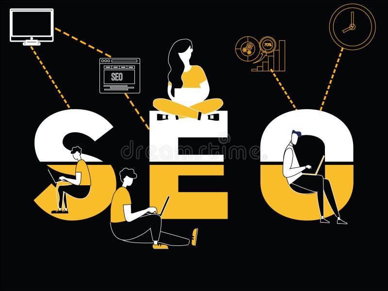 Creative Word Concept SEO and People Doing Things Stock Illustration ...