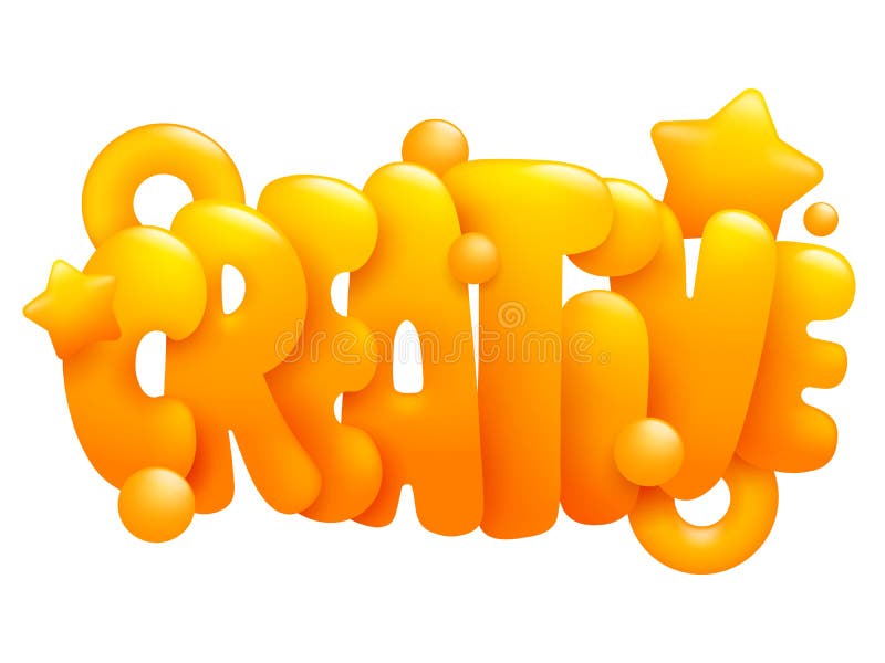 Creative Word Lettering Typography in 3d Cartoon Style Stock ...