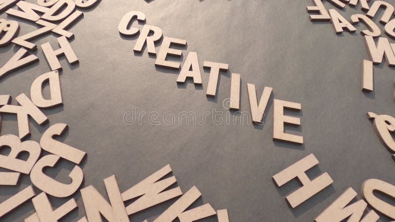 Creative Word in Wooden Cube Alphabet Letters Top View on a Rustic ...