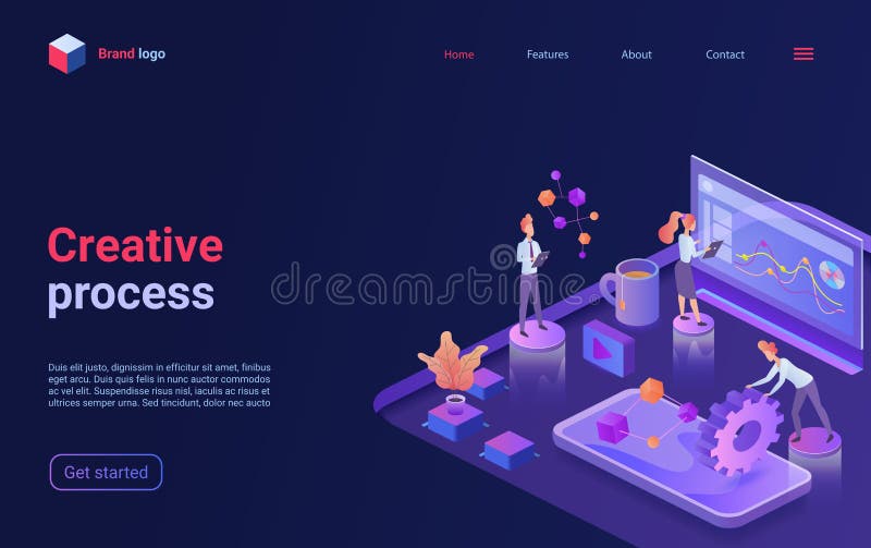 Creative Work Analysis Process Concept Isometric Landing Page, Business ...