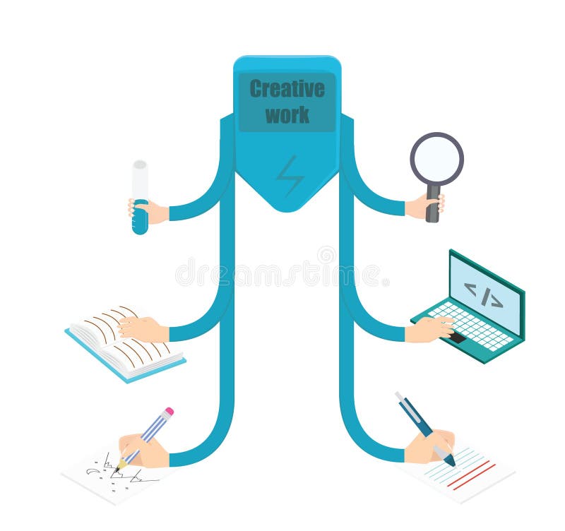 Creative Work Conceptual Illustration. Stock Vector - Illustration of ...