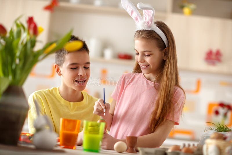 Creative Work before Easter Stock Image - Image of cheerful, home: 89447157