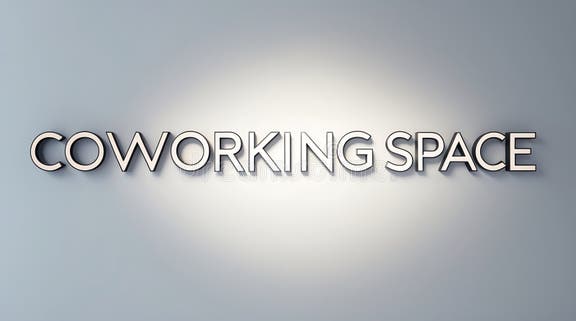 Creative Work Environment Featuring Coworking Space Signage with Modern ...
