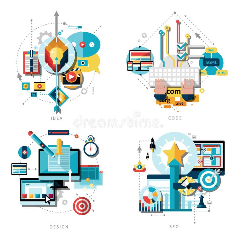 Creative Work Icons Set stock vector. Illustration of concept - 60189488