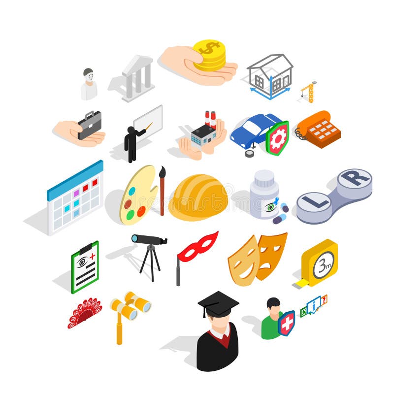 Creative Work Icons Set, Isometric Style Stock Vector - Illustration of ...