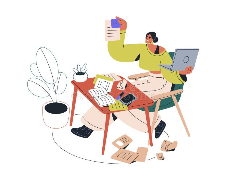 Creative Work in Mess, Chaos. Author, Screenwriter Creating Script ...