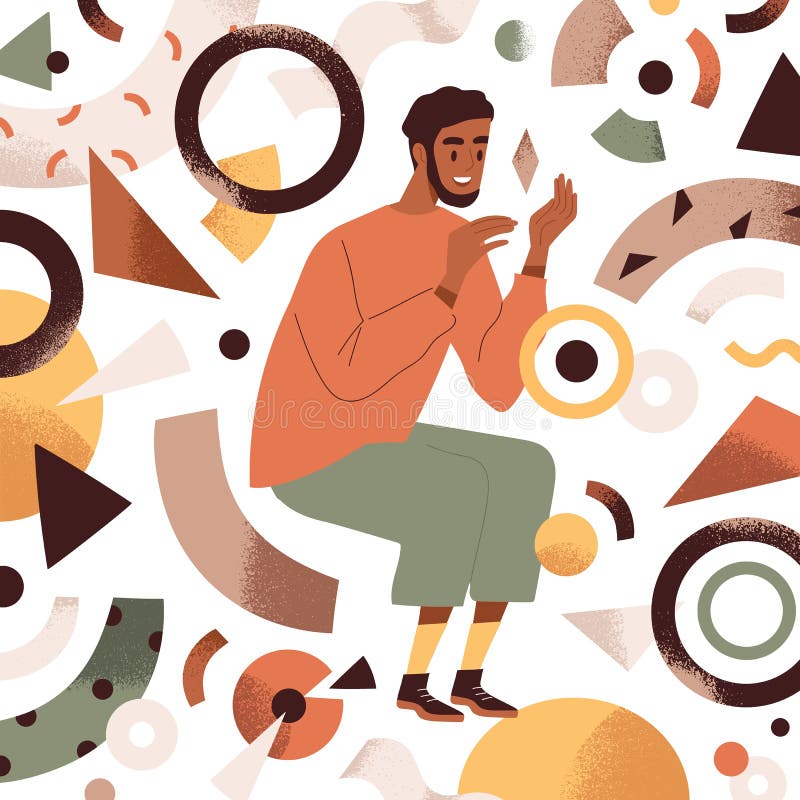 Creative Work Process. Person Creating Smth from Abstract Geometric ...