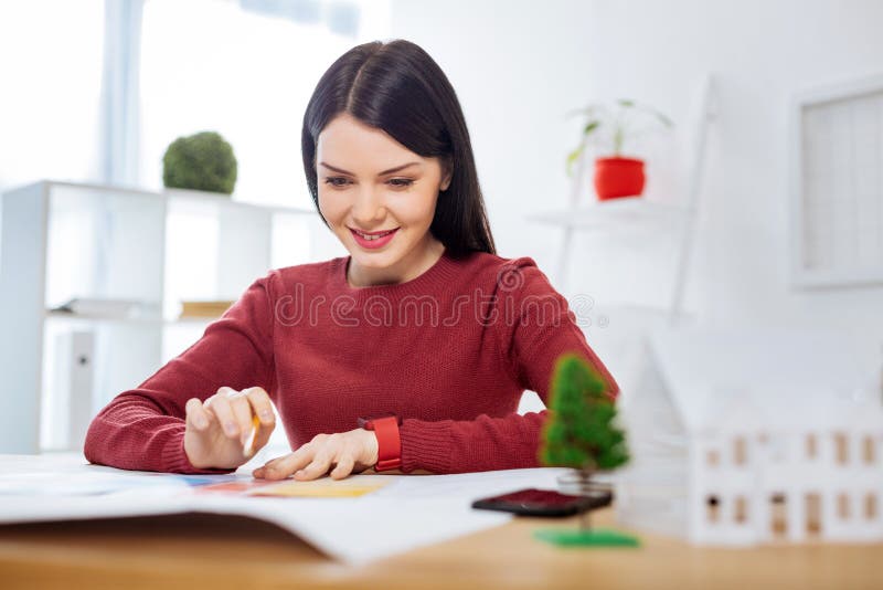 Clever Person Smiling and Thinking about the Project Stock Image ...