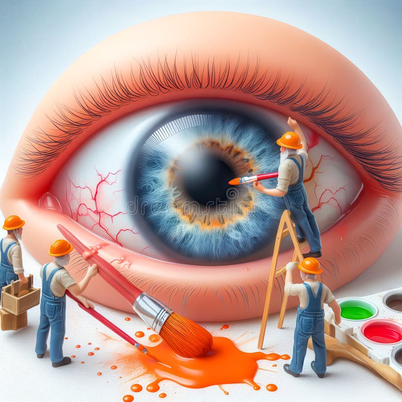 Creative Workers Enhance a Giant Eye with Vibrant Paint during an ...