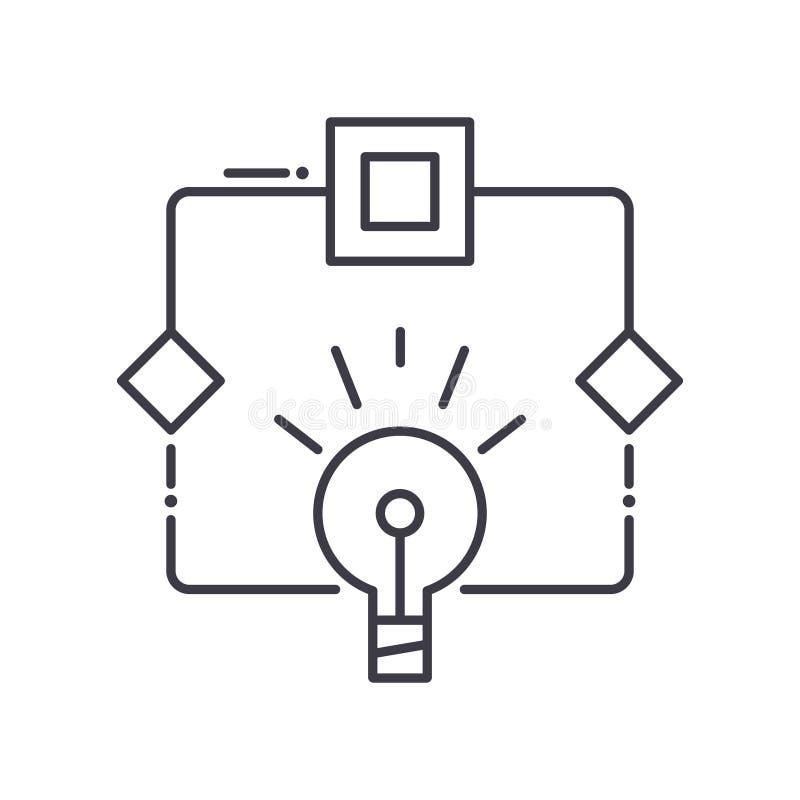 Creative Workflow Icon, Linear Isolated Illustration, Thin Line Vector ...