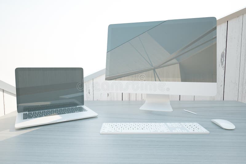 Creative workplace closeup stock illustration. Illustration of outdoor ...