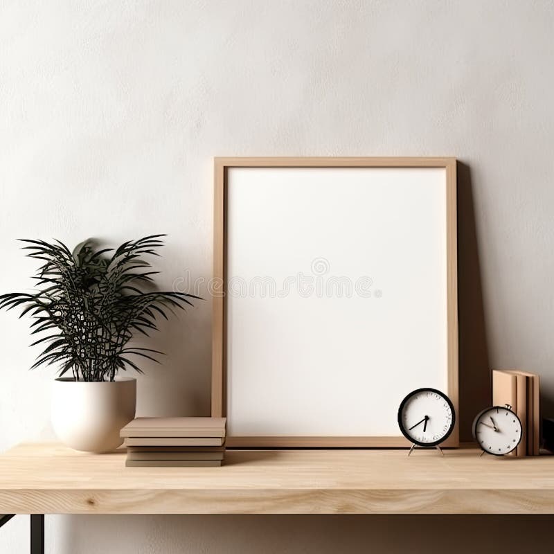 Creative Workplace, Empty Picture Frame, Coffee Cup and Supplies on ...