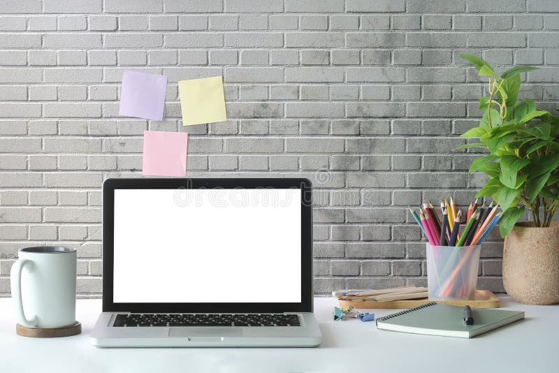 Creative Workplace, Empty Picture Frame, Coffee Cup and Supplies on ...