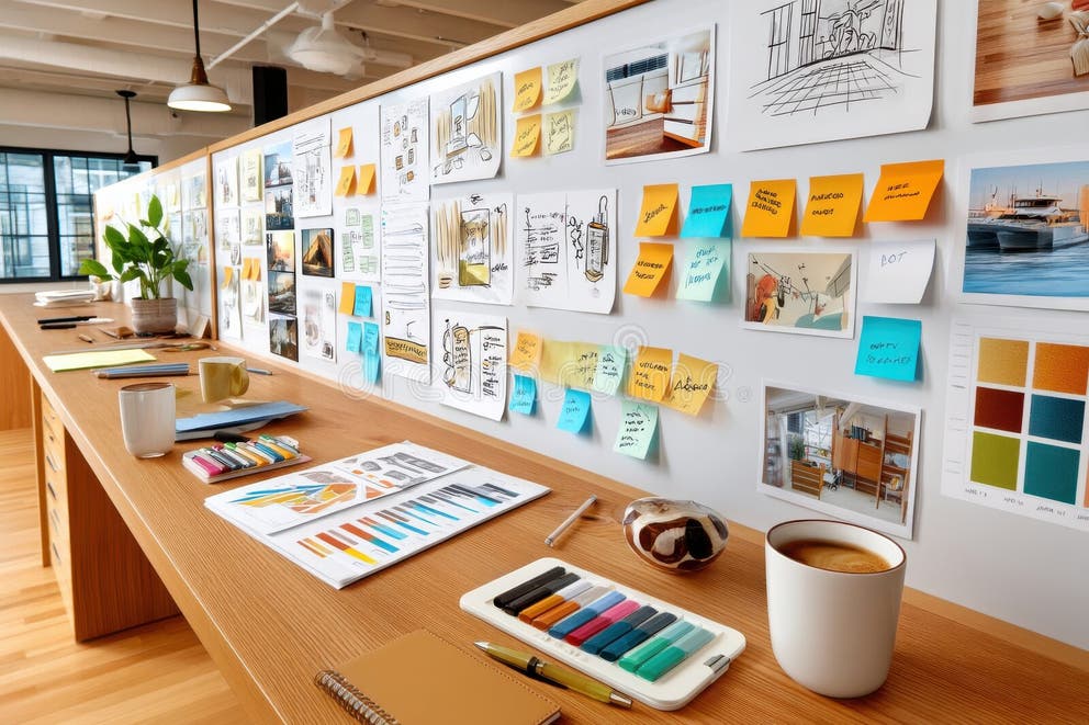 Creative Workplace Featuring Colorful Brainstorming Tools and Idea ...