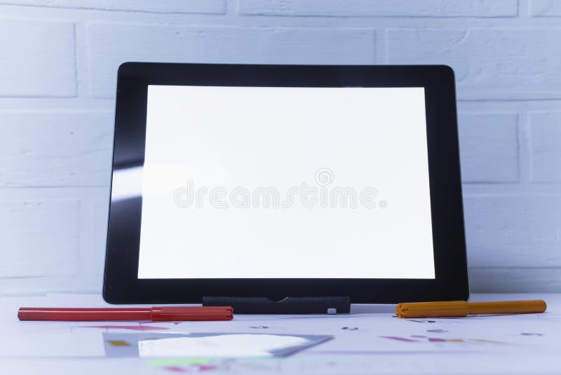 Creative Workplace of a Graphic Designer with Tablet. Development of a ...