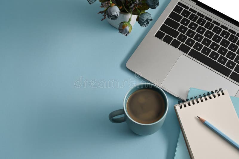 Creative Workplace with Computer Laptop, Smart Phone, Headphone and ...