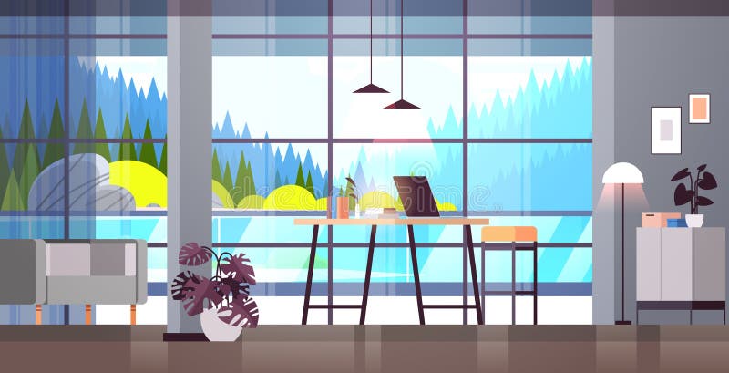 Creative Workplace Modern Open Space Empty Nobody Office Interior ...