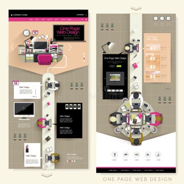 Creative Workplace One Page Website Design Stock Vector - Illustration ...