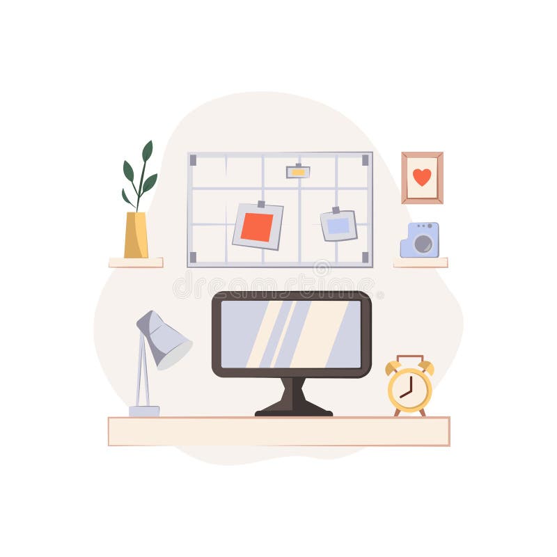 Creative Workplace Vector Illustration. Workspace for Freelance ...