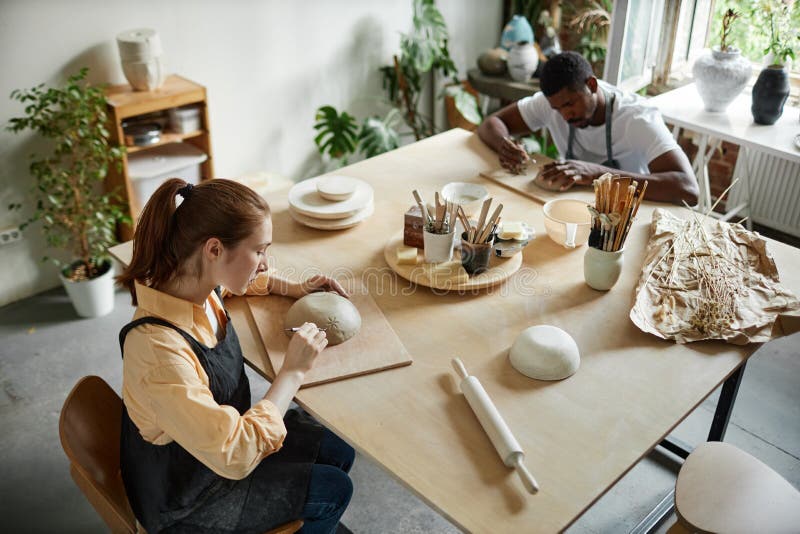 Creative Workshop in Pottery Studio Stock Photo - Image of ceramics ...