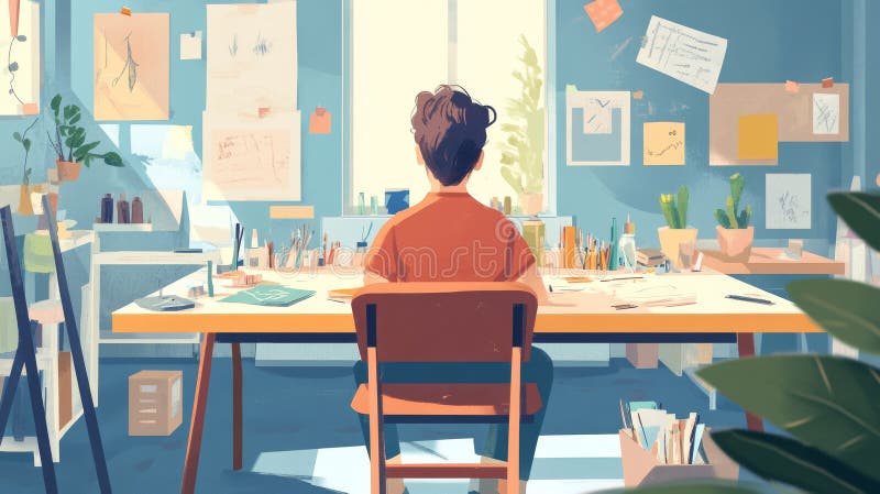 Creative Workspace: Artist Immersed in Studio Environment with ...