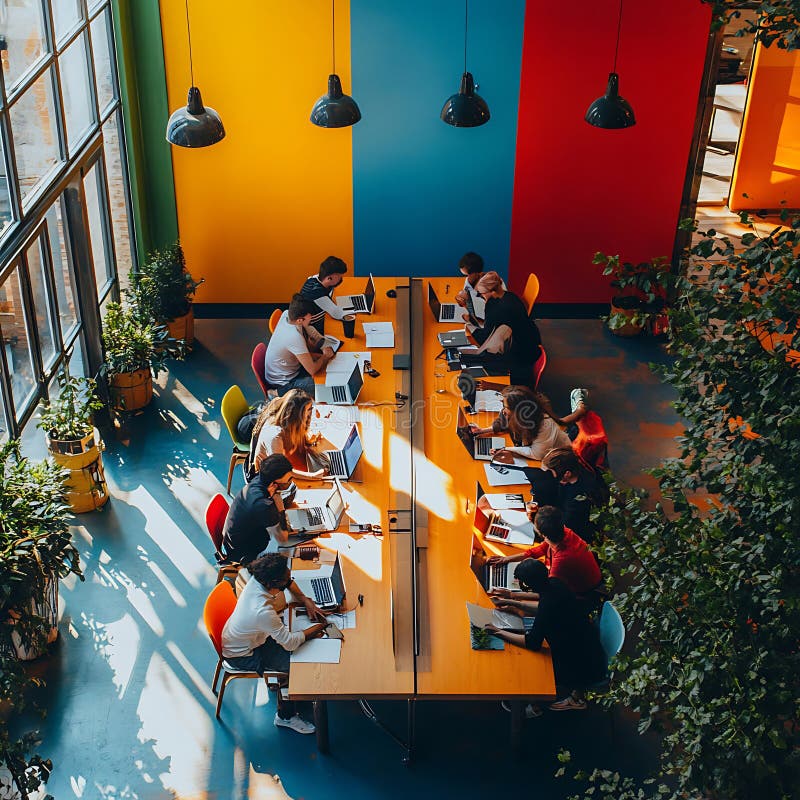 Creative Workspace with Colleagues Collaborating Together Stock ...