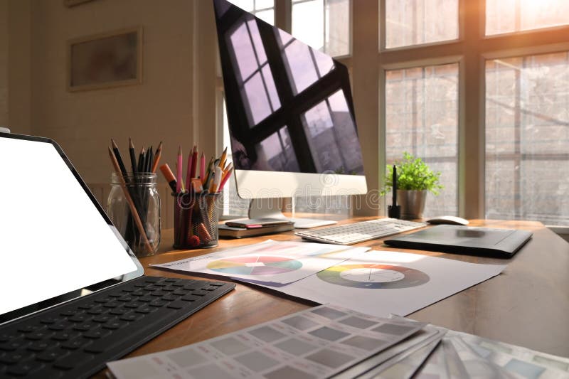 Desk of an artist stock photo. Image of crafts, space - 50040986