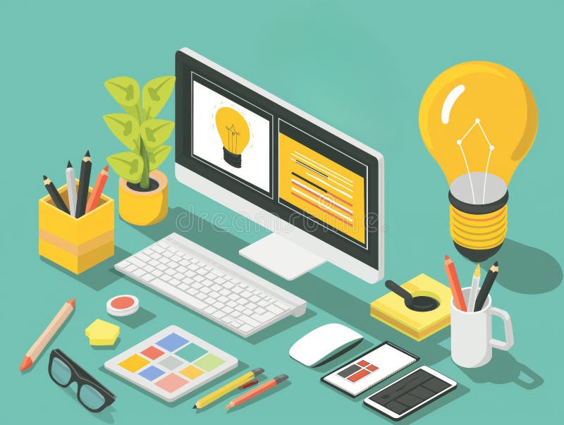 Creative Workspace Idea Generation Illustration Stock Photos - Free ...
