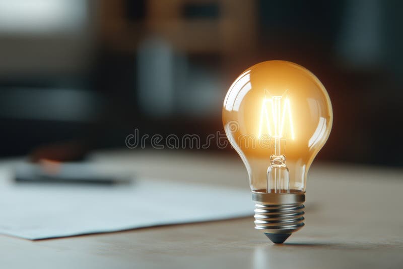 Creative Workspace Design, a Lightbulb Illuminates a Cozy Workspace ...