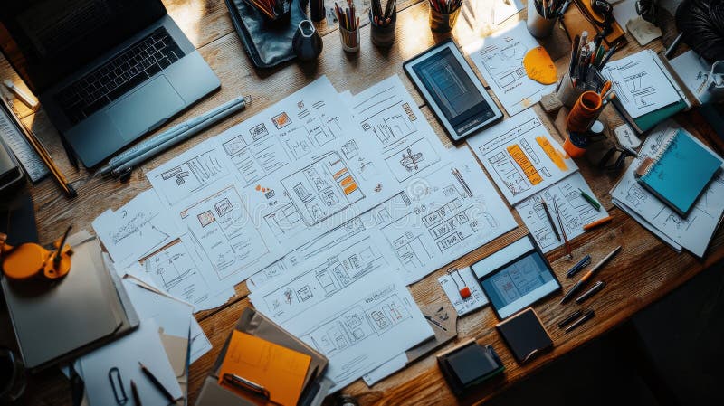 Creative Workspace Design Process Home Office Conceptual Sketches ...