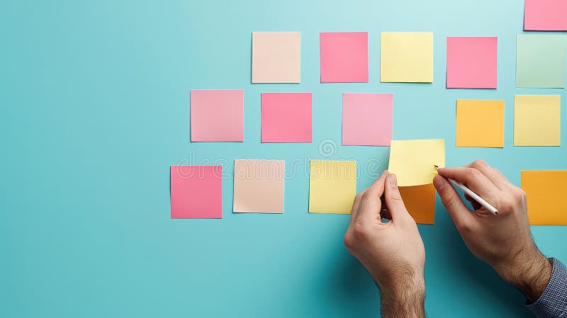 Unleashing Creativity Organizing Ideas with Sticky Notes in a Bright ...