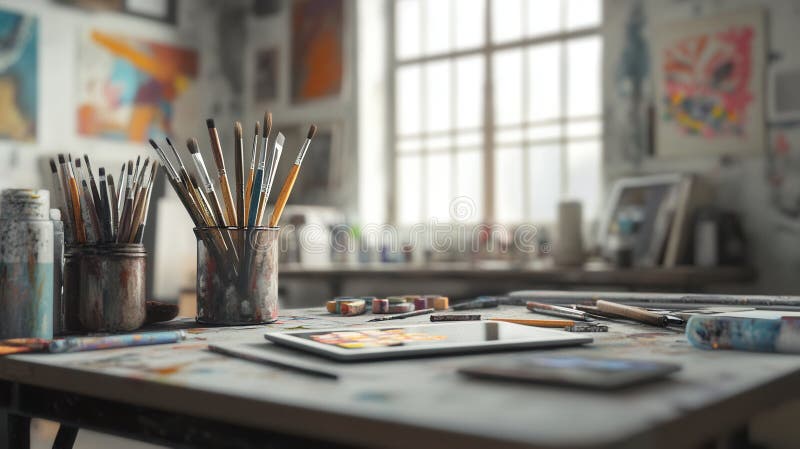 Artwork Cluttered Workspace Ai Generated Stock Photos - Free & Royalty ...