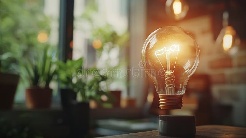 Creative Workspace with Glowing Lightbulb Representing Innovation and ...