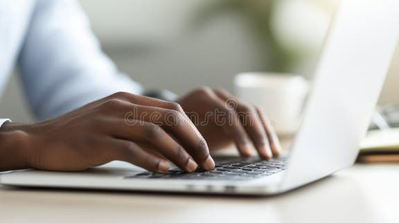Creative Workspace: Hands Typing on Laptop Keyboard with Blank Screen ...