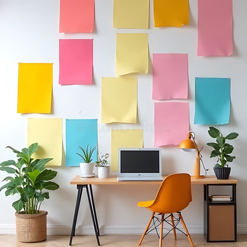 Creative Workspace Inspiration with Colorful Notes and Plants Home ...