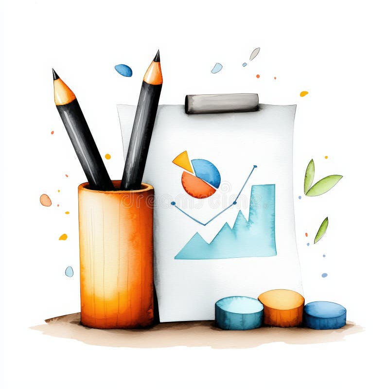 Creative Workspace with Pencils Chart and Vibrant Colors Showcasing ...