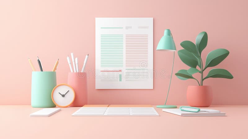 Creative Workspace Setup with Colorful Desk Accessories for Home Office Stock Image - Image of ...