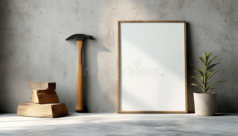 Creative Workspace Setup Featuring a Blank Canvas and Crafting Tools ...