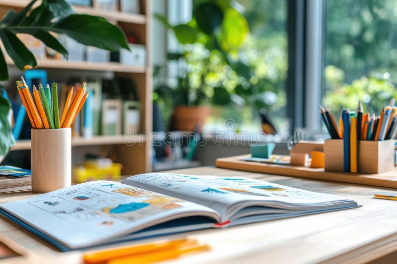 Creative Workspace Setup with Study Materials Home Office Educational ...