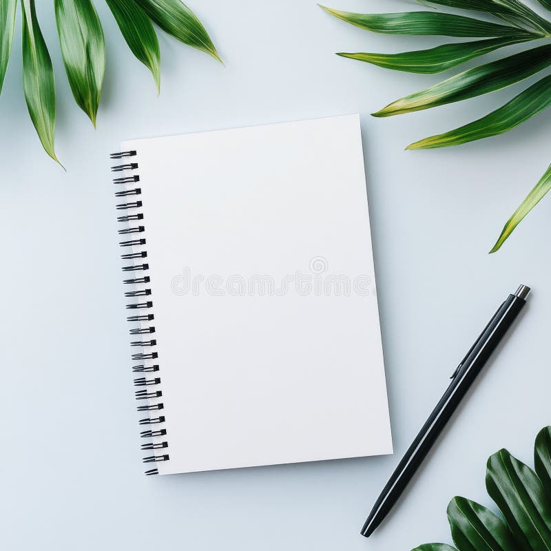 Creative Workspace Showcasing a Blank Notepad and Pen Surrounded by ...