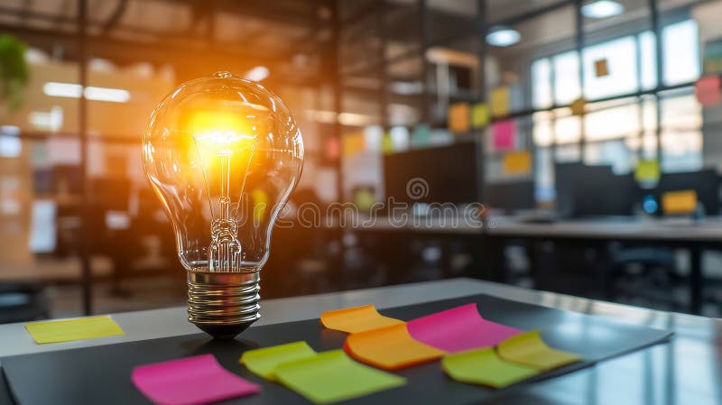 A Creative Workstation is Adorned with Colorful Sticky Notes and ...